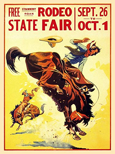 Magnet State Fair Rodeo - 1930s Cowboy Roan Vintage Western Magnet Vinyl Magnetic Sheet for Lockers, Cars, Signs, Refrigerator 5"