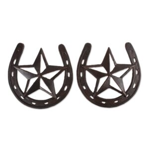 dii decorative trivet set for pots & pans dining table hot pot holder, casted metal, 8x8, horseshoe & star, 2 piece