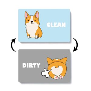 youfangworkshop funny cute animal dog butt clean dirty dishwasher magnet, double sided strong kitchen flip indicator, blue and gray reversible dish washer sign