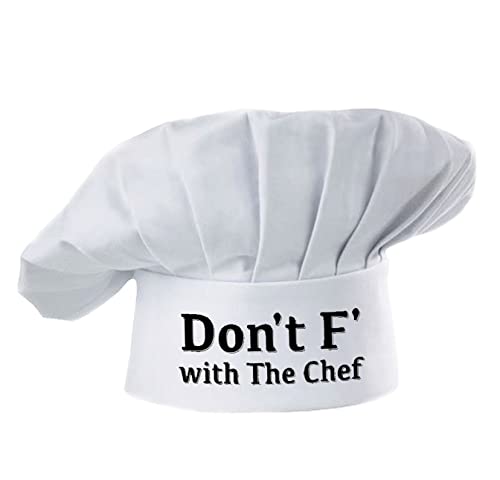 Hyzrz Funny Chef Hat - Don't F with The Chef - Adjustable Kitchen Cooking Hat for Men & Women (White)