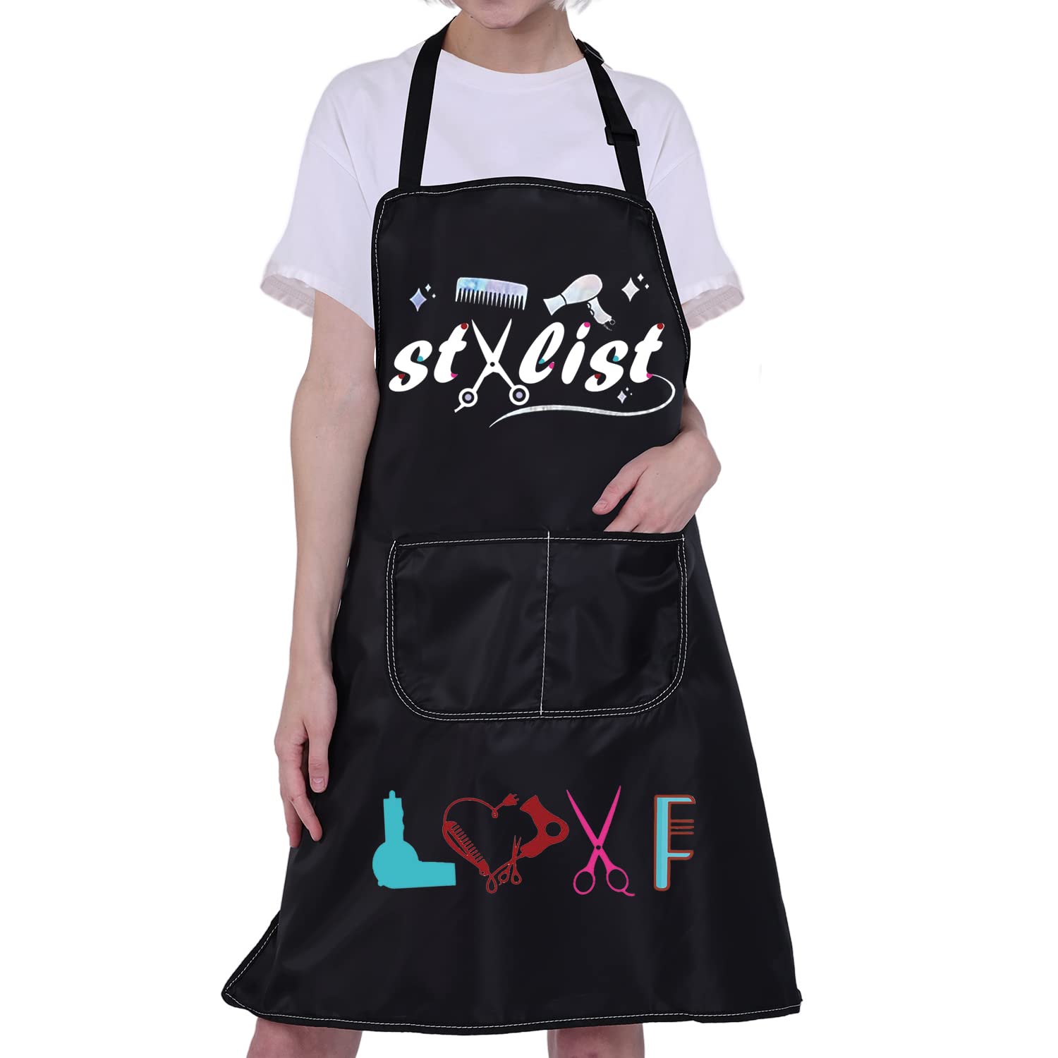 CMNIM Hair Stylist Apron Stylist Apron with Pockets Hairdressers Hair Salon Apron for Stylist Gifts Barber Cosmetology Aprons (Hair Stylist Apron)