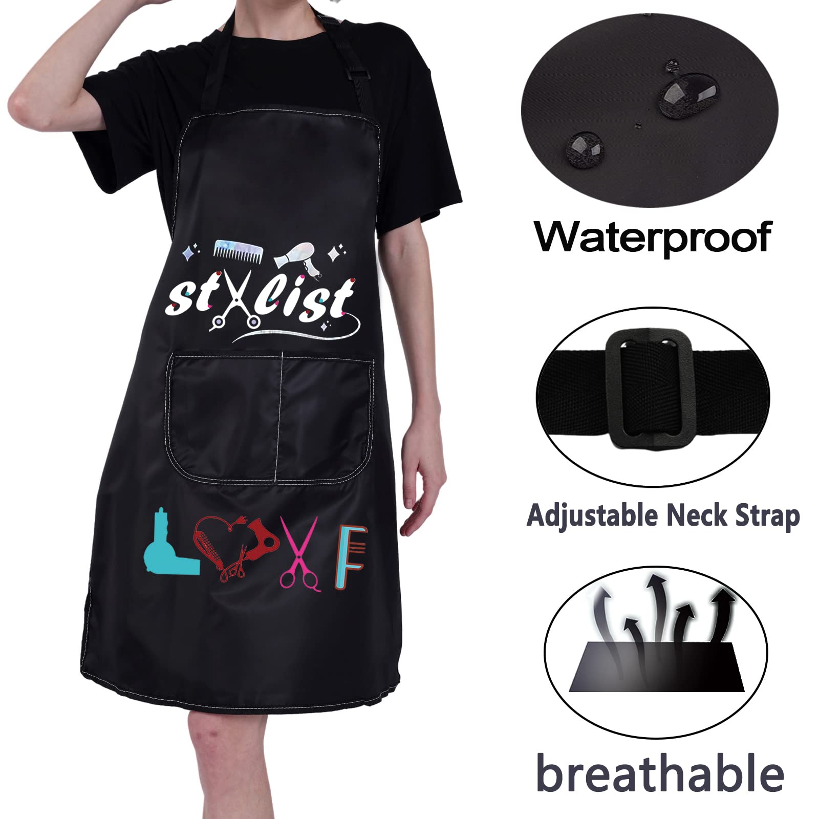 CMNIM Hair Stylist Apron Stylist Apron with Pockets Hairdressers Hair Salon Apron for Stylist Gifts Barber Cosmetology Aprons (Hair Stylist Apron)