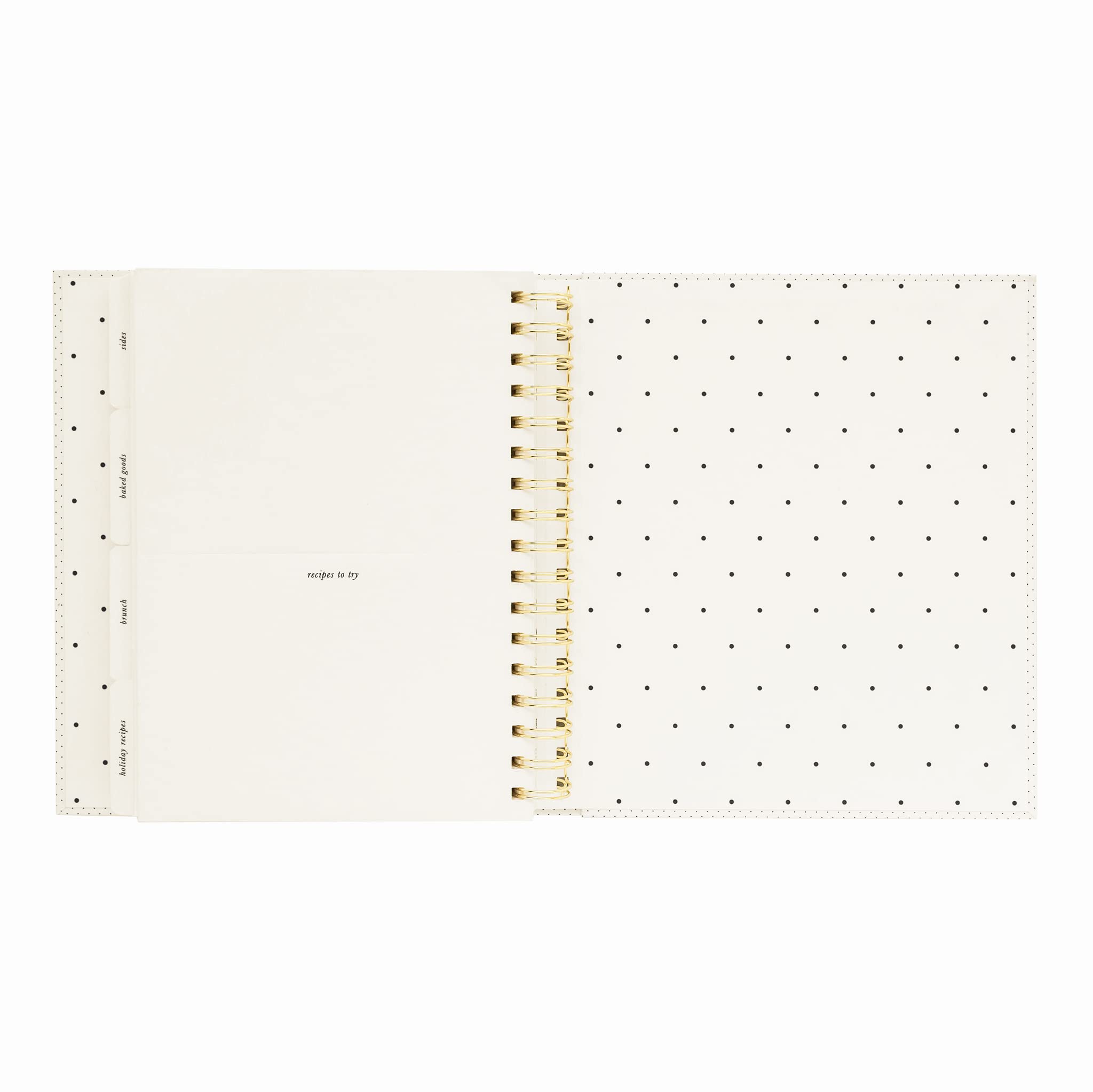 Sugar Paper Cream & Black Swiss Dot Recipe Book with Page Dividers and Guided Pages To Record and Organize Your Favorite Recipes