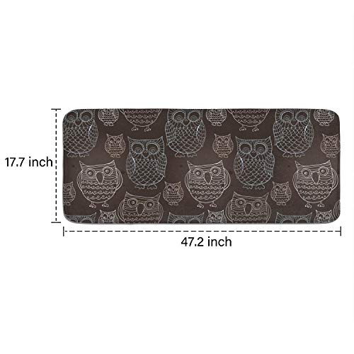 Black Doodle Owls Kitchen Floor Mat Dry Fast Rug Doormats Outdoor Indoor Printted Floormat