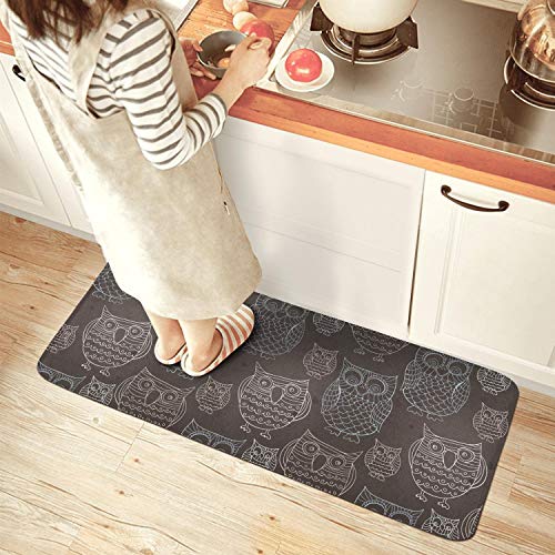 Black Doodle Owls Kitchen Floor Mat Dry Fast Rug Doormats Outdoor Indoor Printted Floormat