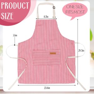 Handepo 12 Pcs Cooking Kitchen Aprons Unisex Soft Chef Kitchen Aprons with Pockets Cotton Polyester Blend Adjustable Bib Aprons for Women Men, Crafting Bbq, Black, Blue, Pink, Grey Stripes