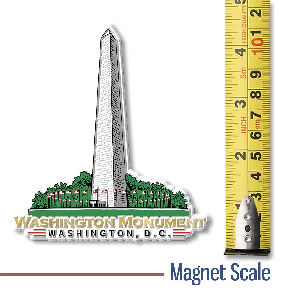 Washington Monument Magnet by Classic Magnets, Washington D.C. Series, Collectible Souvenirs Made in The USA, 3.8" x 4.2"