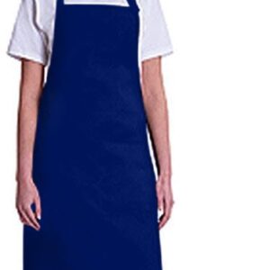 MHF Aprons Bib Aprons 1 Piece Pack-2 Waist Pockets- New Spun Poly-commercial Restaurant Kitchen-(Royal Blue)