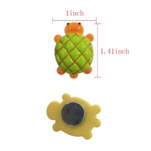 Ginyrerd 12pcs Decorative Refrigerator Magnet Cute Turtle Resin Message Board Photo Postcard Note Paper DIY Fridge Magnet Set Office Supplies