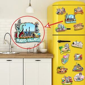 Puerto Vallarta Mexico Magnet Fridge Magnet Wooden 3D Landmarks Travel Collectible Souvenirs Decoration Handmade