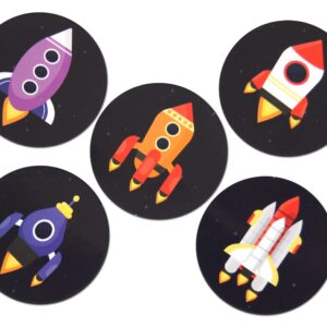 Novel Merk Rocket Ship Aliens Refrigerator Magnets for Space Gifts, Decor, Party Favors, & Prizes (5)