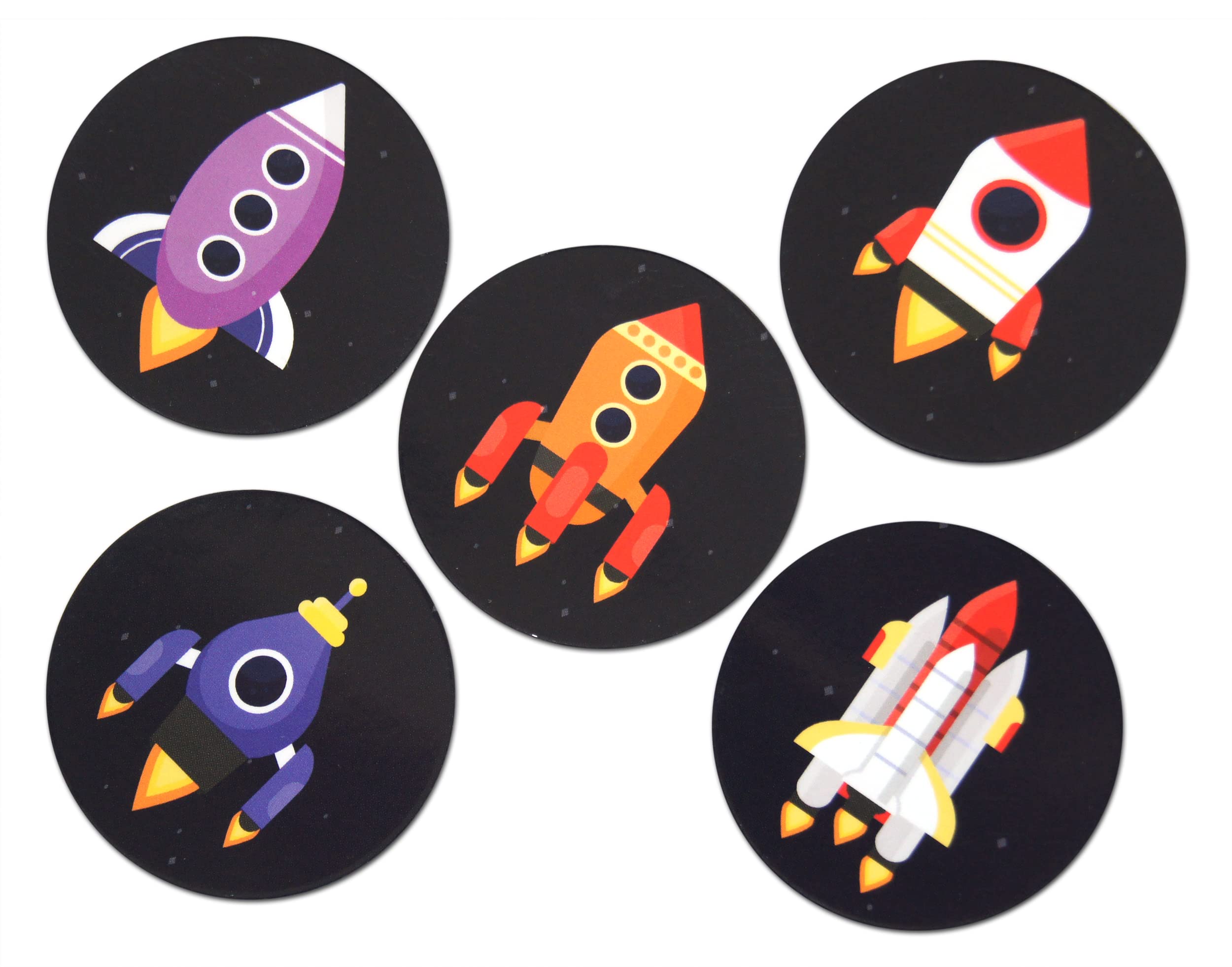 Novel Merk Rocket Ship Aliens Refrigerator Magnets for Space Gifts, Decor, Party Favors, & Prizes (5)