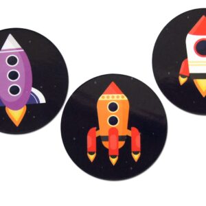 Novel Merk Rocket Ship Aliens Refrigerator Magnets for Space Gifts, Decor, Party Favors, & Prizes (5)