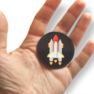 Novel Merk Rocket Ship Aliens Refrigerator Magnets for Space Gifts, Decor, Party Favors, & Prizes (5)