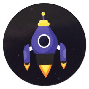 Novel Merk Rocket Ship Aliens Refrigerator Magnets for Space Gifts, Decor, Party Favors, & Prizes (5)