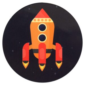 Novel Merk Rocket Ship Aliens Refrigerator Magnets for Space Gifts, Decor, Party Favors, & Prizes (5)