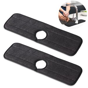 kitchen sink faucet absorbent mat,faucet splash catcher wrapround sink splash guard,microfiber cloth dish drying mat,water drip catcher,sink protectors for kitchen counter,bathroom,rv (2 pack, black)