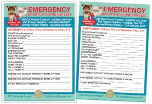 tlc safety by design emergency contact fridge list in 5.5” x 7.5” plastic cover magnetic sleeve refrigerator safety important phone call numbers (pet medical ice, 2 cards and 1 magnetic sleeve)