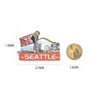 USA Seattle Magnet Fridge Magnet Wooden 3D Landmarks Travel Collectible Souvenirs Decoration Handmade