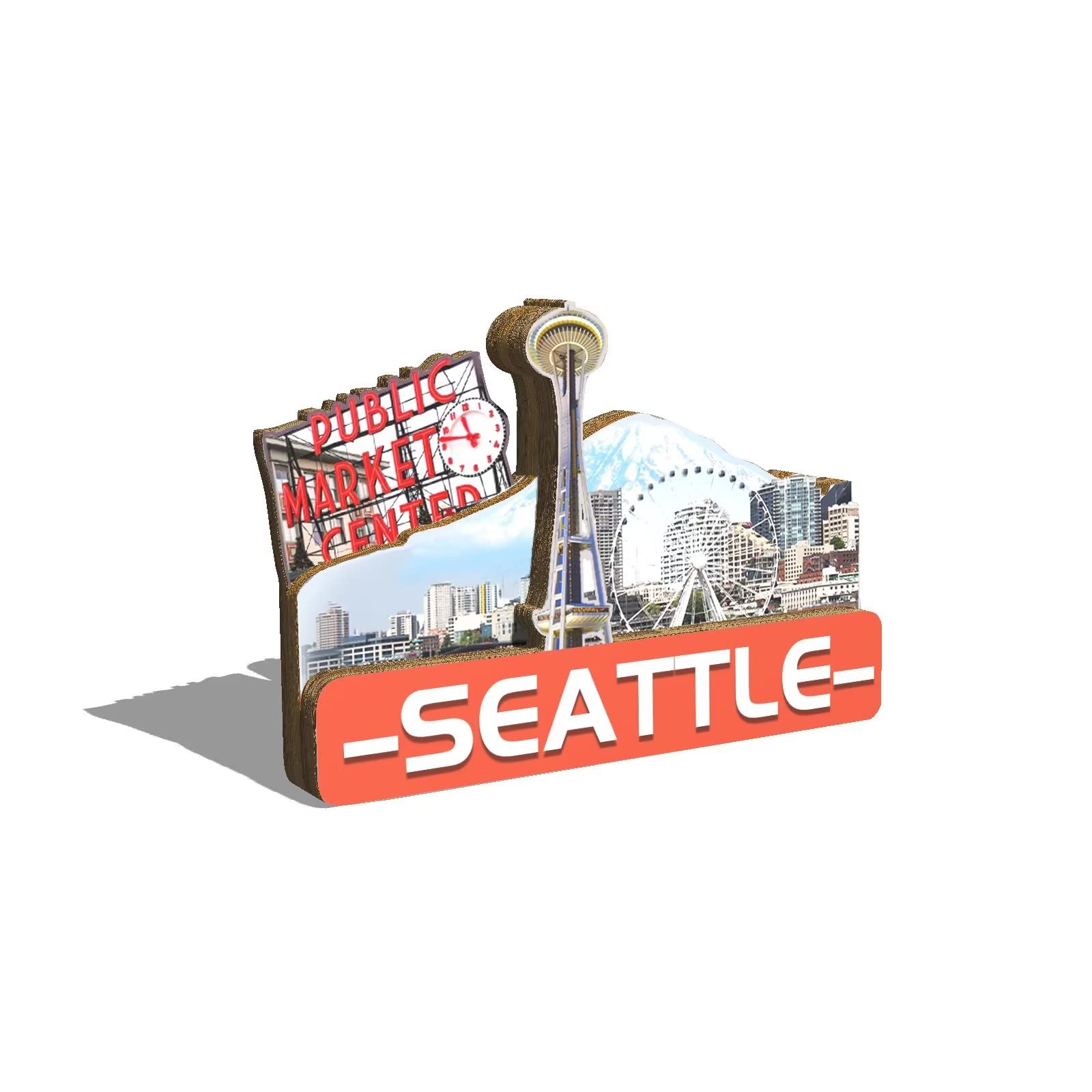 USA Seattle Magnet Fridge Magnet Wooden 3D Landmarks Travel Collectible Souvenirs Decoration Handmade