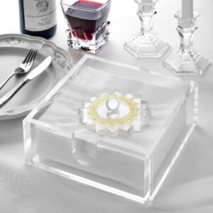 Acrylic Napkin Holder with Elegant Weighted Patterns - Napkin Holder for Table - Napkin Holders for Kitchen - Bathroom Paper Towel Holder - Napkin Dispenser - Outdoor Napkin Holder