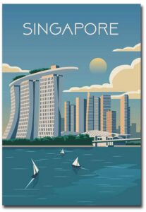 singapore travel vintage art refrigerator magnet size 2.5" x 3.5"