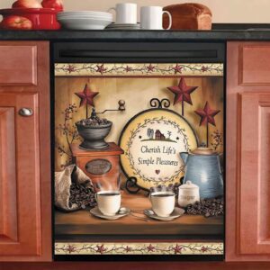 vintage cafe decor magnetic dishwasher cover panel, prin barn fridge sticker with magnet, patriotic wreath refrigerator magnets decorative chrish life for kitchen 23" w x 17" h