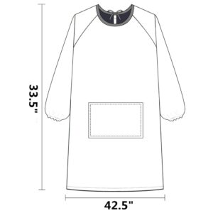 NAN Wind Women Kitchen Apron with Big Pockets,Long Sleeves Waterproof Apron for Cooking Baking Cleaning Work