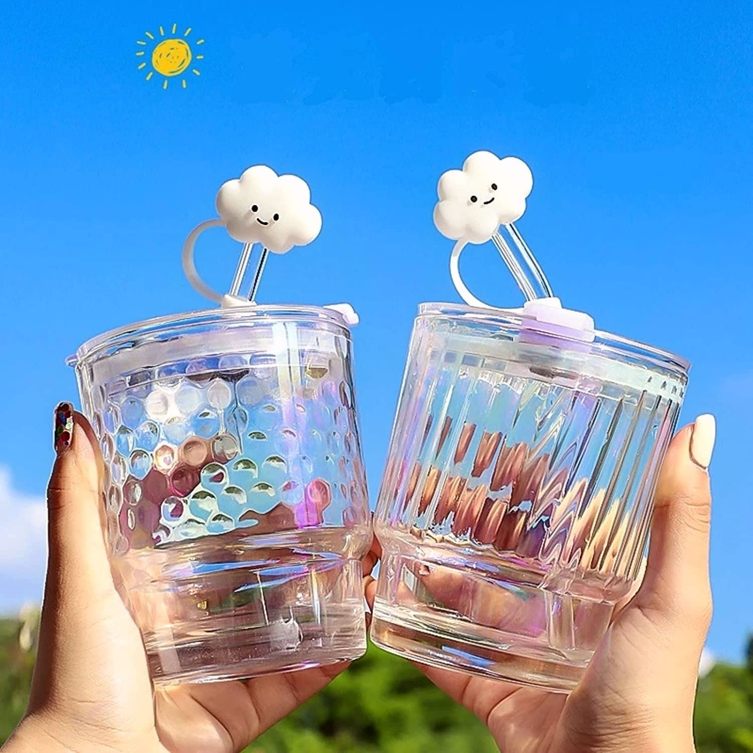 6 Pack Straw Covers Cap, Cute Silicone Cloud Straw Covers, Straw Protectors, Soft Silicone Cloud Shape Straw Lid for 6-8 mm Straws (Cloud Shape)