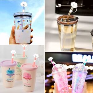 6 Pack Straw Covers Cap, Cute Silicone Cloud Straw Covers, Straw Protectors, Soft Silicone Cloud Shape Straw Lid for 6-8 mm Straws (Cloud Shape)