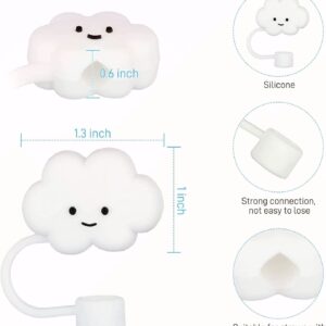 6 Pack Straw Covers Cap, Cute Silicone Cloud Straw Covers, Straw Protectors, Soft Silicone Cloud Shape Straw Lid for 6-8 mm Straws (Cloud Shape)