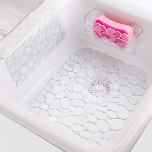 iDesign Pebblz BPA-Free Flexible PVC Plastic Sink Protector Mat - 10.75" x 12.5", Clear