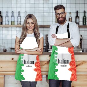 TONYSTAR Italian Cuisine Flag Aprons for Women with Pockets | 28 X 33 Inches | Cooking, Baking, Kitchen, Chef, Men's Apron | Christmas Gift | Waterproof and Adjustable Strap at Neck & Waist Ties