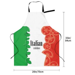 TONYSTAR Italian Cuisine Flag Aprons for Women with Pockets | 28 X 33 Inches | Cooking, Baking, Kitchen, Chef, Men's Apron | Christmas Gift | Waterproof and Adjustable Strap at Neck & Waist Ties