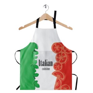 TONYSTAR Italian Cuisine Flag Aprons for Women with Pockets | 28 X 33 Inches | Cooking, Baking, Kitchen, Chef, Men's Apron | Christmas Gift | Waterproof and Adjustable Strap at Neck & Waist Ties