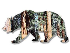 2.5x5 inch california bear shaped sequoia sticker - national park hike rv hiking magnetic vinyl bumper sticker sticks to any metal fridge, car, signs.