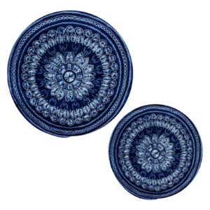 alaza navy blue mandala boho trivets for hot dishes 2 pcs,hot pad for kitchen,trivets for hot pots and pans,large coasters cotton mat cooking potholder set