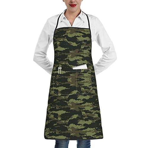 Camouflage Apron, Kitchen Bib Apron With Pocket, Waterproof And Oil Resistant, For Cooking And Barbecue