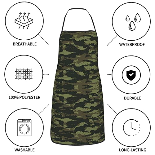 Camouflage Apron, Kitchen Bib Apron With Pocket, Waterproof And Oil Resistant, For Cooking And Barbecue