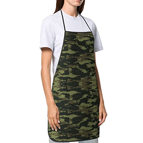 Camouflage Apron, Kitchen Bib Apron With Pocket, Waterproof And Oil Resistant, For Cooking And Barbecue