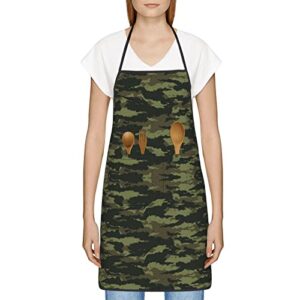 Camouflage Apron, Kitchen Bib Apron With Pocket, Waterproof And Oil Resistant, For Cooking And Barbecue