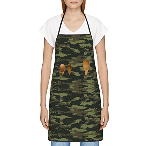 Camouflage Apron, Kitchen Bib Apron With Pocket, Waterproof And Oil Resistant, For Cooking And Barbecue