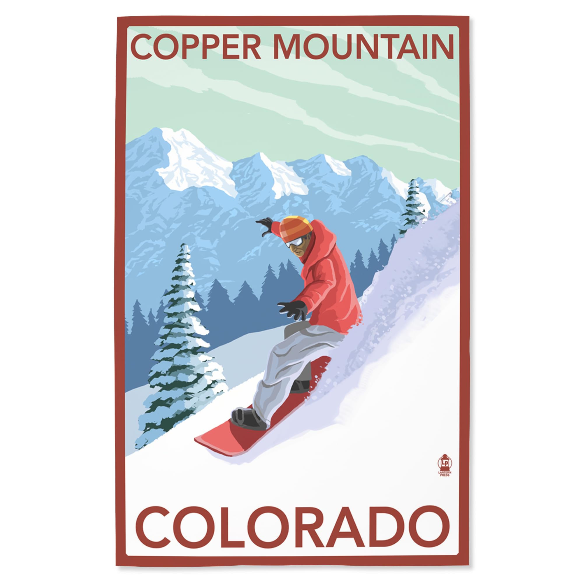 Lantern Press 16x24 Inch Giclee Art Print Wall Decor, Copper Mountain, Colorado, Downhill Snowboarder