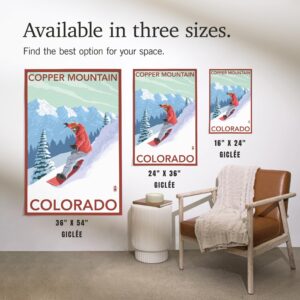 Lantern Press 16x24 Inch Giclee Art Print Wall Decor, Copper Mountain, Colorado, Downhill Snowboarder