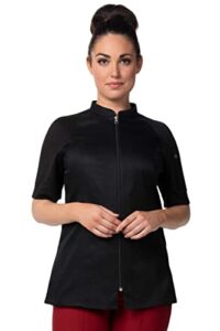 chef works women's arcadia chef coat, black, medium