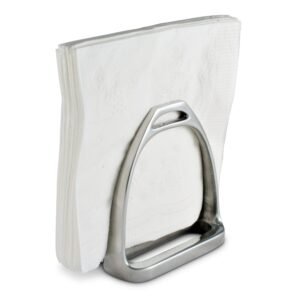 Arthur Court Horse Stirrup Equestrian Paper Napkin Holder for Kitchen Countertops, Dinner Tables, Picnic Tables - Outdoor Use, Organization for Multiple Sizes - Durable Metal 5 inch Tall