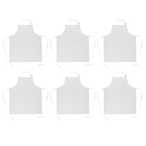 DII Bulk Classic Kitchen Chef Apron, 33x28, White, 6 Piece