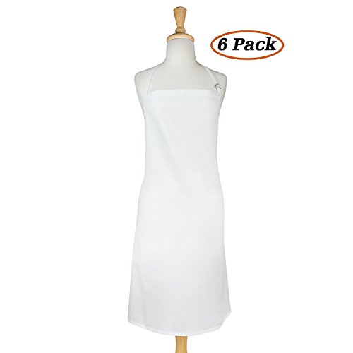 DII Bulk Classic Kitchen Chef Apron, 33x28, White, 6 Piece