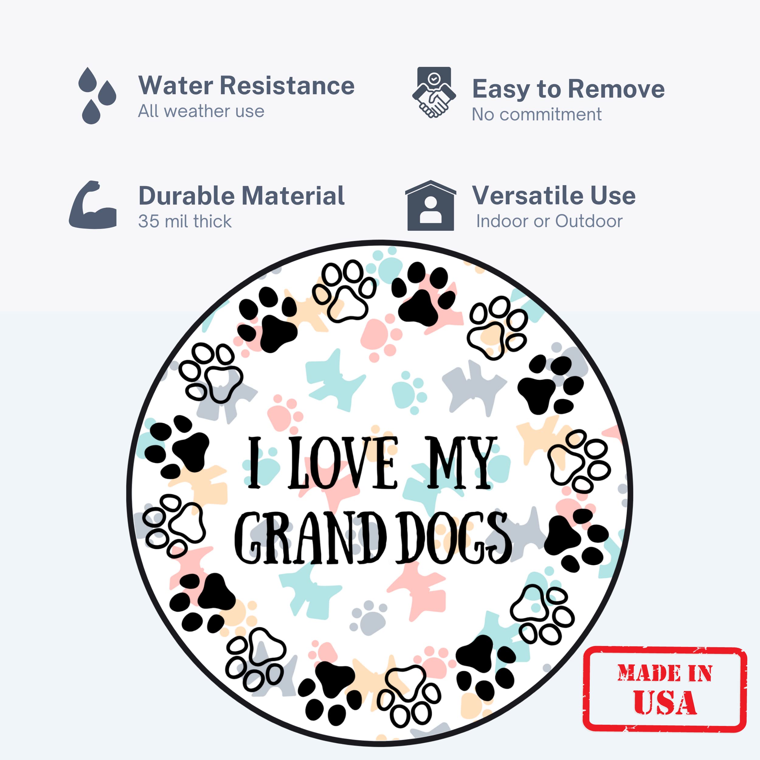 I Love My Grand Dogs Car Magnet, Cute Magnetic Decal for Trucks, Cars, Mailboxes or Fridge, Thoughtful Gift for Dog Lovers, 5.75 inches