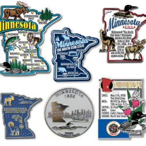 Minnesota Six-Piece State Magnet Set by Classic Magnets, Includes 6 Unique Designs, Collectible Souvenirs Made in The USA